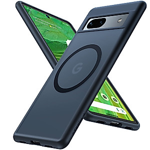 TORRAS Magnetic Guardian Designed for Google Pixel 7a Case [Military Grade Drop Tested] [Compatible with MagSafe] Slim Translucent Matte Case for Google Pixel 7a Phone Case (6.7"), Black Obsidian