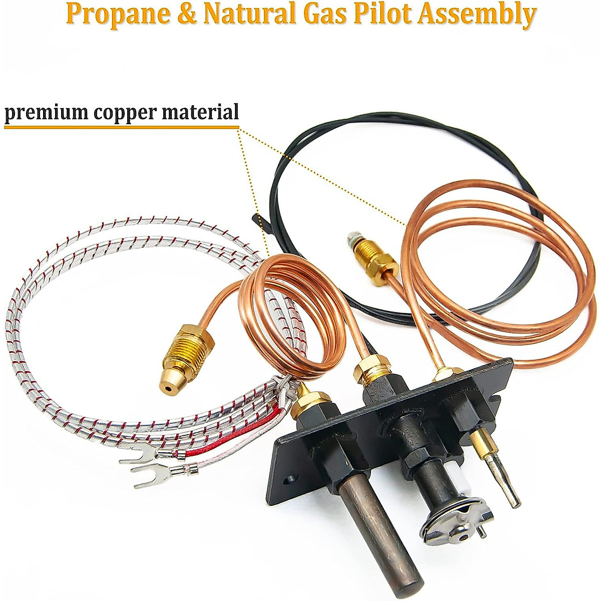 AUGSMIAR 10002265 Propane Gas Pilot Assembly, 10002265 LP 3 Way Pilot Replacement, Fit for Majestic, Temco, Vermont Castings Fireplace and Stoves