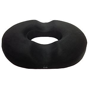 Kieba Hemorrhoid Treatment Donut Tailbone Cushion, Prostate Pillow, Pregnancy, Post Natal, Bed Sores, Coccyx, Sciatica, 18 Inches. Ultra Premium Comfort Foam (Black)