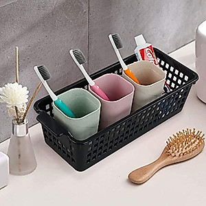 AnnkkyUS 6 Pack Small Plastic Storage Baskets, Black Desktop Baskets