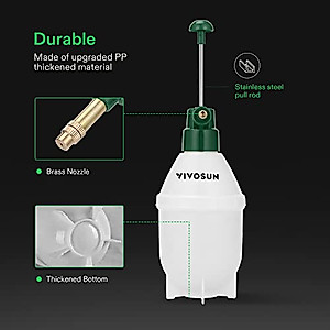 VIVOSUN 0.2 Gallon Handheld Garden Pump Sprayer, 27 oz Gallon Lawn & Garden Pressure Water Spray Bottle with Adjustable Brass Nozzle, for Plants and Other Cleaning Solutions (0.8L Green)