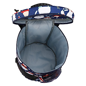 Large Capacity Lightweight Portable Yarn Storage Knitting Tote Organizer Bag with Pockets for Knitting Needle Crochet Hook (Blue Snowman)