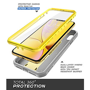 SUPCASE iPhone XR Case, Full-Body Rugged Holster Kickstand Case with Built-in Screen Protector for Apple iPhone XR 6.1 Inch (2018 Release), Unicorn Beetle Pro Series -Retail Package (Yellow)