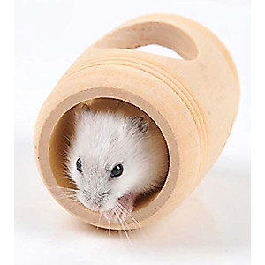 Wooden Hamster Chew House Tunnel Hut Hideout Molar Toy for Small Animal Dwarf Rat Mouse Gerbil Chinchilla Guinea Pig (House & Tunnel 2 Pack)