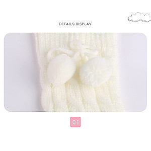 Jilneed Long Leg Warmers for Women Lolita Fashion Wool Cable Knit Thigh High Leg Warmers Loose Socks (White)