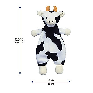 Doindute Baby Cow Soft Stuffed Animal Security Blanket, Plush Cow Character Lovey Blanket, Baby Shower/Nursery Gift, Newborn Infant Toddler Snuggle Blankie for Boys Girls, Orange Horns, 10 Inches