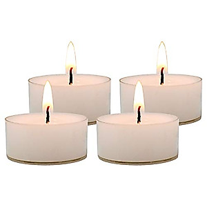 Clear Tealight Candles, 12 Pack, White | 4.5 Hour Long Burning Unscented Clear Cup Tea Light Candles | for Home, Travel, Weddings, Shabbat, & Emergencies