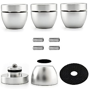 Tertullus 4 Pcs Ball Beads Speaker Isolation Feet Turntable Platform Pads Audio Shock Absorber Subwoofer Isolation Feet 33×30 Pad Speaker Stand(Silver)