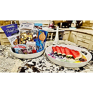 Christmas Serving Tray, Melamine Round Serving Tray Decorative Serving Tray for Tea, Drinks, Fruits in Size 13"/15"+ Free Serving Spoon (Flower-2pcs/set)