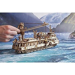 UGEARS 3D Puzzles Research Vessel - DIY Model Ship 3D Idea - Unique and Creative Wooden Mechanical Models - Self Assembly Woodcraft Construction Kits