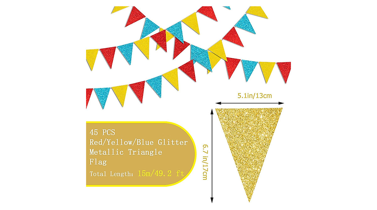 Colorful 45-Piece Pennant Flags for Party Decor