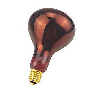 BONGBADA Food Heat Lamps R40 Full Roasted Red Glass Lamp Bulb for Catering Restaurant Kitchen Reptiles Pet,Physiotherapy Heating Use E26 Base, Flood Light Heat Lamp Bulb (250W, Full Roasted Red)