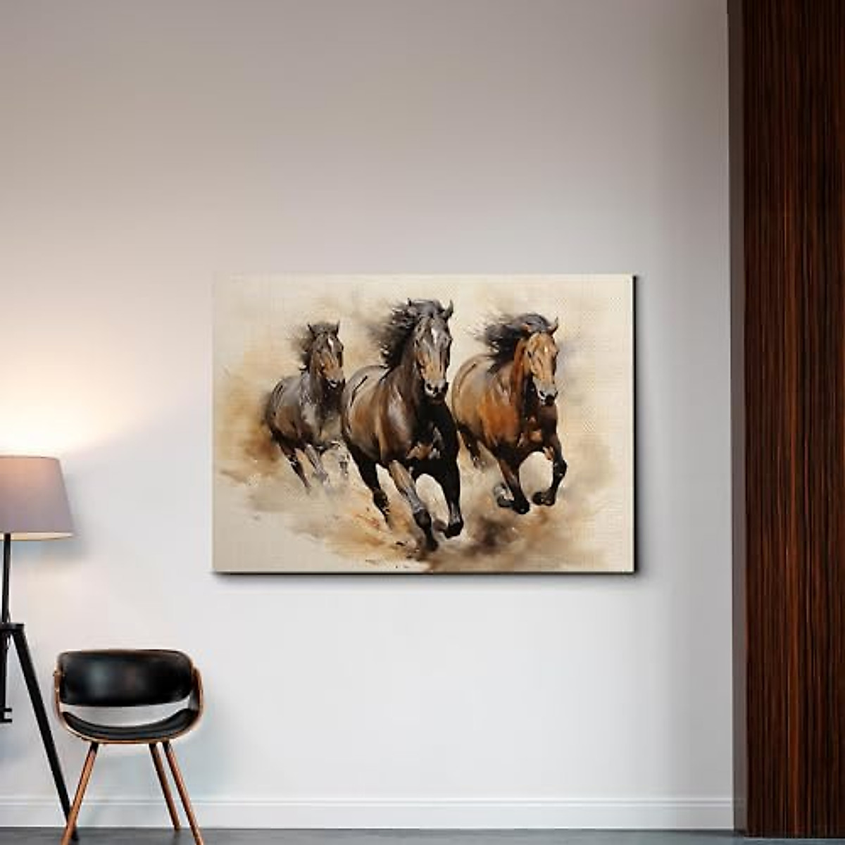 Majestic Black Stallion Galloping In The Clouds, Black Horse On Salt Flats, Canvas Print, Black Horse Print, Black Horse Wall Art