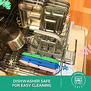 AOHEA Stainless Steel Lunch Box for Kids, Leak Proof Bento Lunch Box BPA Free 304 Stainless Steel Bento Box Stainless Bento Box with Containers for School and Office(Green)