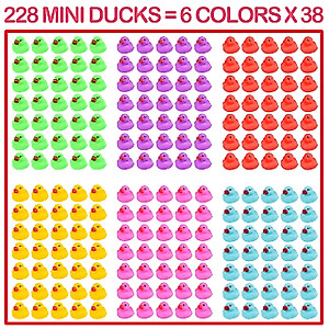228-Pack Mini Rubber Ducks Set, Mini Colorful Rubber Duckies Bath Toy for Child,Float & Squeak Tiny Ducks Pool Toy Set for Kids Party Favors,Birthday Party Supplies,Prize Rewards