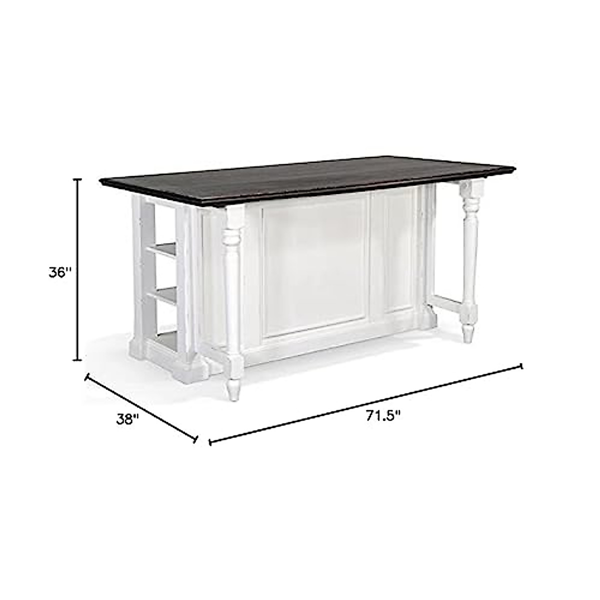 Pemberly Row 71.5" x 38" Farmhouse Wood Kitchen Island with Adjustable Shelves, Ample Storage Space, in White & Dark Brown Finish