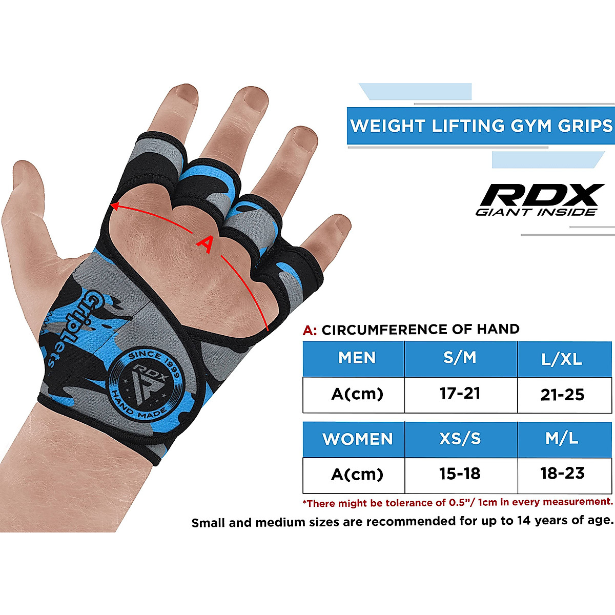 RDX Weight Lifting Gloves Grips, Gym Fitness Workout, Anti Slip Ventilated Open Back Gripper, Strength Training HIIT Exercise Deadlift, Men Women Cycling Rowing Climbing Hanging Pull Ups Gymnastics