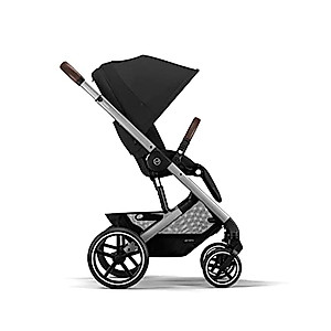 Cybex Balios S Lux Toddler and Baby Stroller with Reversible Seat, Unique One-Pull Harness, and Multiple Recline - Travel System Ready, with One Hand Fold, Silver Frame/Moon Black Seat