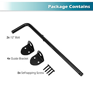 12" Cane Bolt Heavy Duty Drop Rod Gate Stopper Hardware, Gate Ground Latch for Wooden Fences Metal Gates Doors, Gate Drop Pin for Holding Gate to The Ground, Black Finish, 2 Pack