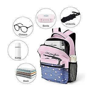 Eiis Gymnastics Stars Pink Blue Students Personalized School Backpack for Kid-Boy /Girl Primary Daypack Travel Bookbag,P22889,One Size