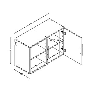 Prepac HangUps Upper Storage Cabinet - Elegant and Spacious Wall Cabinets to Maximize Your Storage, 36" Size, Classic Black Finish