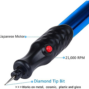 FOLAI Electric Engraving Engraver Pen Carve Tool for DIY Jewellery Jewelry Metal Glass - (Cordless Precision Engraver with Diamond Tip Bit)
