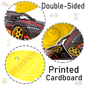 20 Pcs Race Car Hanging Swirl Decorations Racing Birthday Party Decorations Checkered Flags Racing Swirls Ceiling Decor for Boys Let's Go Racing Birthday Party Supplies