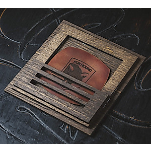 Handcrafted Whiskey Gift Set with Custom Glass, Engraved Wood Box, and Leather Coaster - Stylish Gifts for Game Fan - Unique Present for Him (Fox Hound)