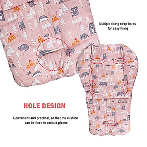 Longwuny High Chair Cushion, High Chair Cover Padhigh Chair Pad Cover, Soft and Comfortable, Light and Breathable, Make The Baby Sit More Comfortable (Pink Forest Animal Pattern)