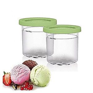DISXENT 2/4/6PCS Creami Pints and Lids, for Ninja Creami Ice Cream Maker,16 OZ Creami Pints Safe and Leak Proof Compatible with NC299AMZ,NC300s Series Ice Cream Makers,Green-6PCS
