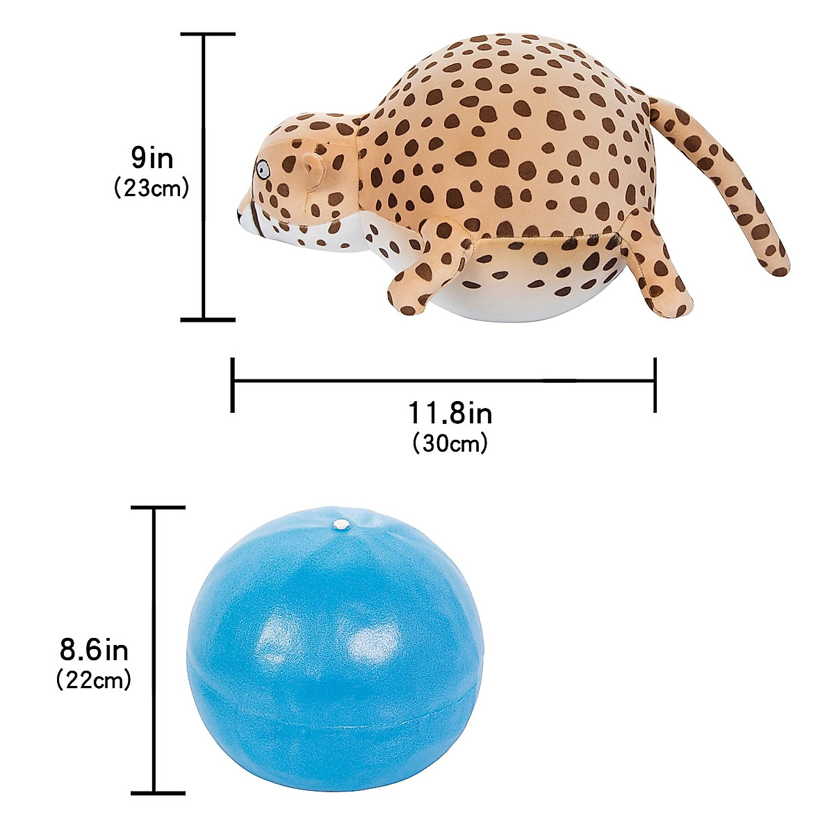 AmyToo 15”Cheetah Stuffed Animal Fat Obesity Ball Plush Toys Animated Stuffed Plushies Birthday Gifts for Kids Boys Girls