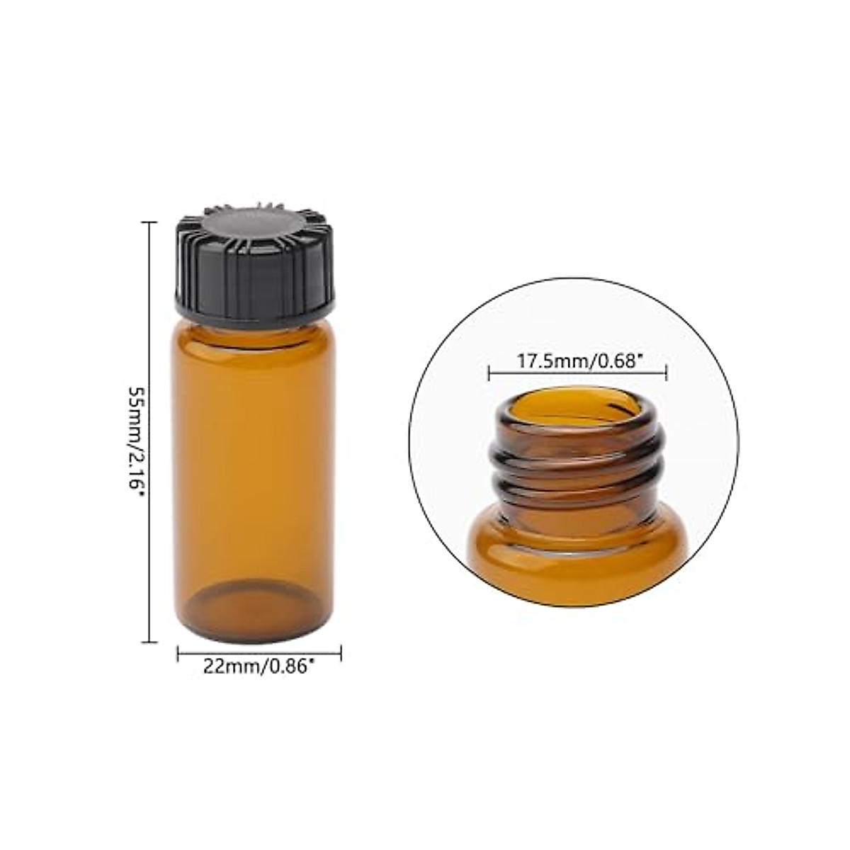 Newzoll Liquid Sample Glass Bottles Vials Screwcap Brown Bottles Capacity 10ml,1/3 Oz Pack of 50