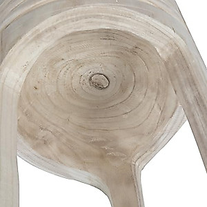 Creative Co-Op Boho Hand-Carved Paulownia Wood Stool, Natural