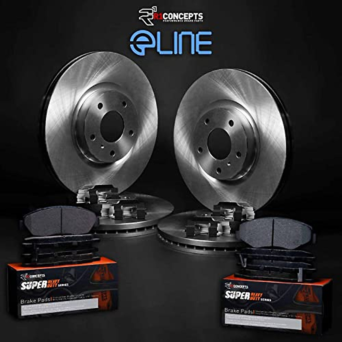 R1 Concepts Front Rear Brakes and Rotors Kit |Front Rear Brake Pads| Brake Rotors and Pads| Super Duty Brake Pads and Rotors| Hardware Kit WFXH2-40031