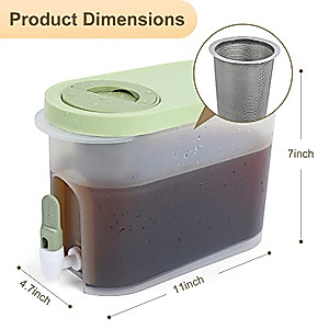 Xmamerce 3/4 Gallon Cold Brew Coffee Maker with Stainless Steel Mesh Filter,BPA Free Plastic Drink Dispensers Beverage Juice Dispenser With Infuser Drink Containers and A Spigot For Parties(Green)
