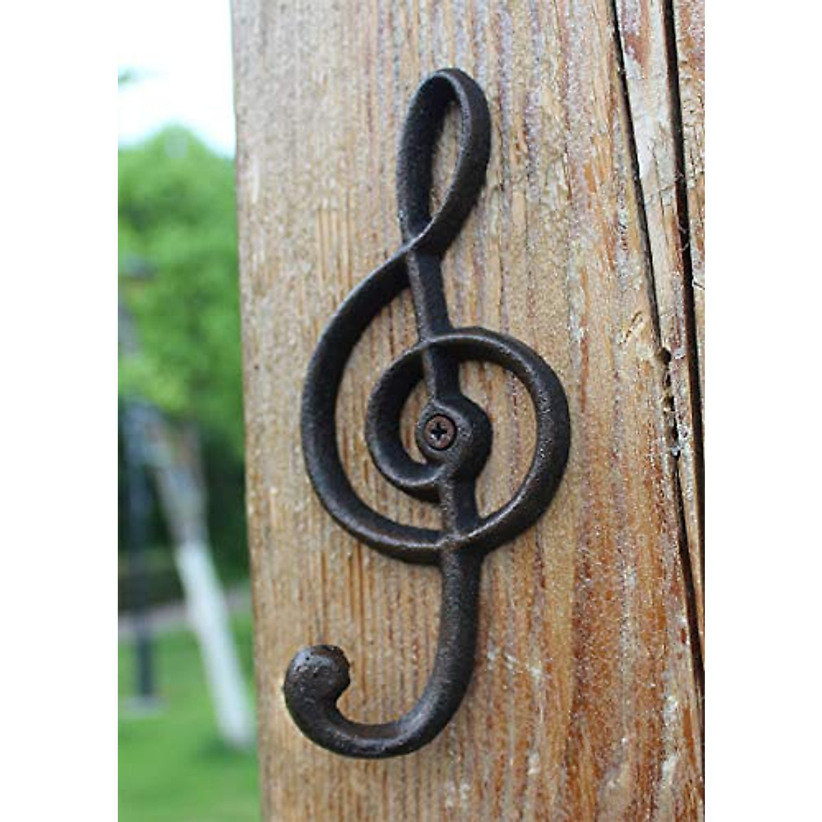 Run 2 Pieces American Rural Retro Cast Iron Musical Note Hook Wall Hanging Coat Hat Decorative Single Hook (2)