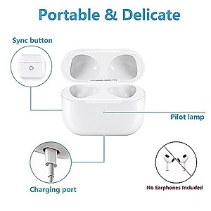 Compatible for AirPods 3rd Charging Case, Wireless Charger Replacement Case for AirPods Case 3rd Gen with Bluetooth Pairing Sync Button, White