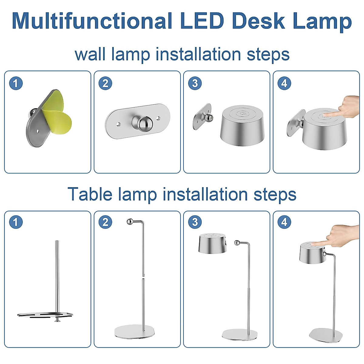 SEECOO LED Desk Lamps, Rechargeable LED Desk lamp with Magnetic, Cordless Desk Lights with 3 Color Modes, Stepless Dimming Eye-Caring Removable Wall Lamp, for Reading, Drawing, Working, Studying