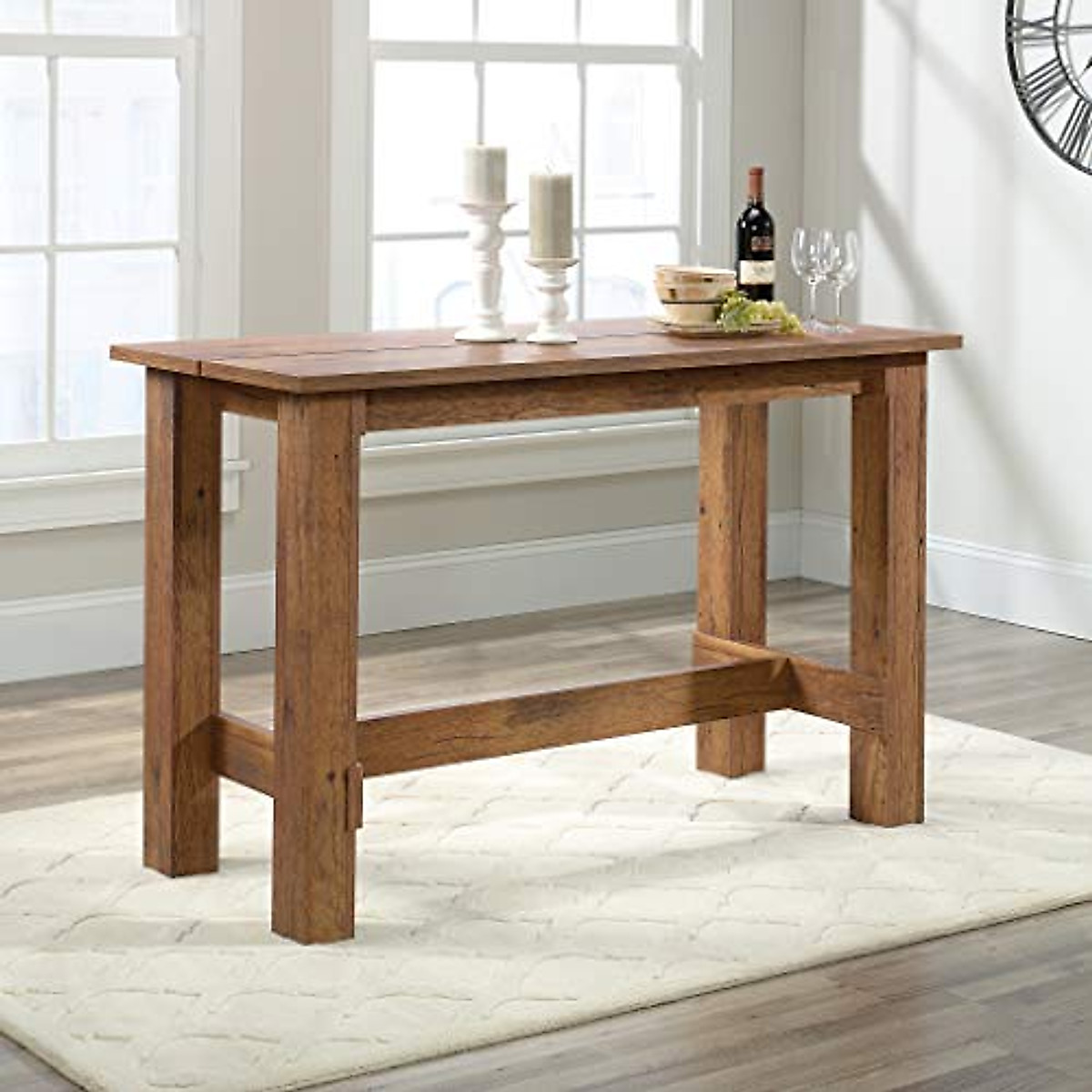 Sauder Boone Mountain Counter Height Dining Table, L: 25.59" x W: 55.12" x H: 35.39", Vintage Oak Finish