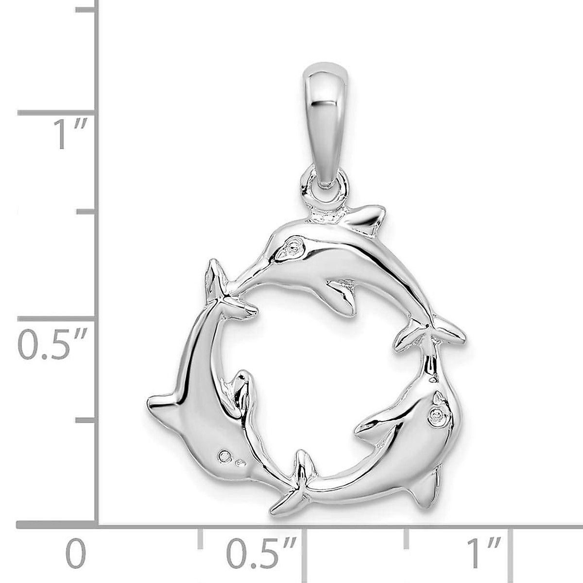 Sterling Silver Polished 3 Dolphin Circle Pendant