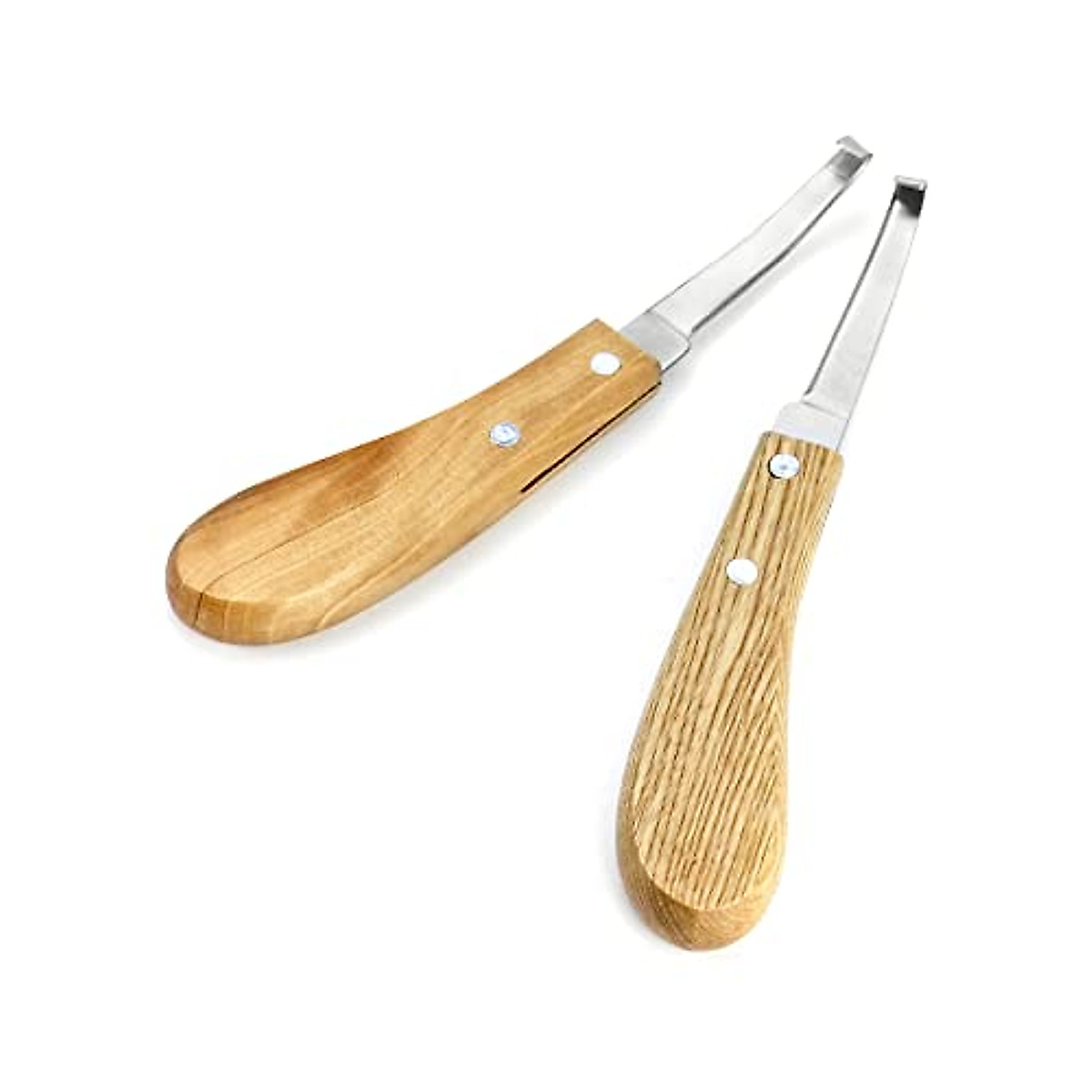 QWORK Hoof Knife Set, Left and Right Hand Razor Edge Shaped, Stainless Steel
