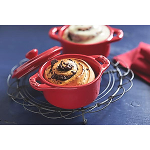 STAUB Ceramics Dutch Oven 3-piece Mini Round Cocotte, Cherry