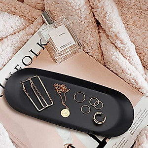 dedoot Stainless Steel Towel Tray, 2 Pack Metal Tray Storage Dish Plate Tea Candy Tray Cosmetics Jewelry Organizer Black Bathroom Tray for Counter, 9 Inch