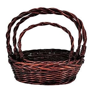 Wald Imports Brown Willow Decorative Nesting Storage Baskets, Set of 3