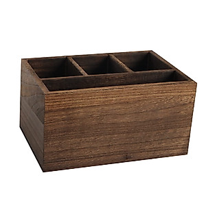 TNQNCFL Wooden Farmhouse Utensil Holders for Countertop,Spoon And Fork Holder,Wooden Utensil Holder,Utensil Caddy With 4 Compartments,for Silverware,Spoons,Pens,Staples