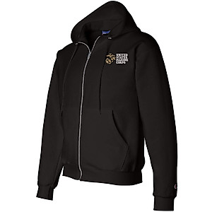 MilitaryBest United States Marine Corps Full Zip Hoodie Black