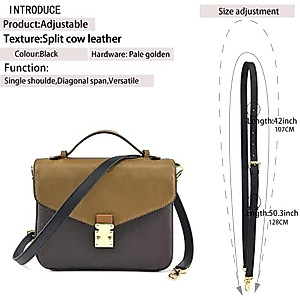 GOXTECHGenuine Leather Purse Strap Replacement Crossbody Handbag Long Adjustable (Black-shoulder strap)