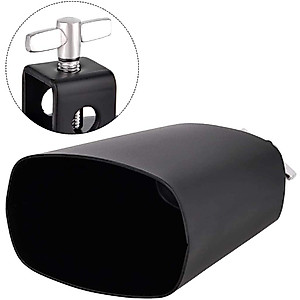 (Black) 4 Inch Metal Steel Cow Bell Noise Maker, percussion instrument with handle stick, for drum set kit percussion