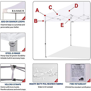 Eurmax USA New 10x10 Pop Up Canopy Replacement Canopy Tent Top Cover, Instant Canopy Top Cover ONLY, Choose 30 Colors,Bonus 4PC Pack Canopy Weight Bag (Gray)