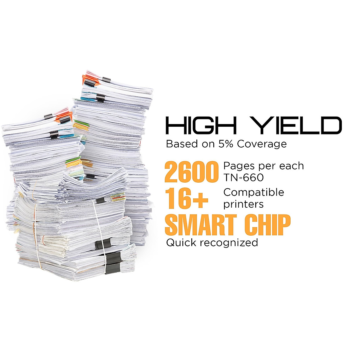 Smart Printink TN660 Toner Cartridge Replacement for Brother TN660 TN-660 TN 660 TN630 Compatible with HL-L2300D HL-L2380DW HL-L2320D DCP-L2540DW MFC-L2700DW MFC-L2685DW Printer (2 Black)